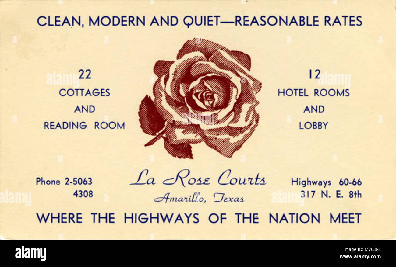 Postcard depicting La Rose Courts, an early 20th-century motor court ...