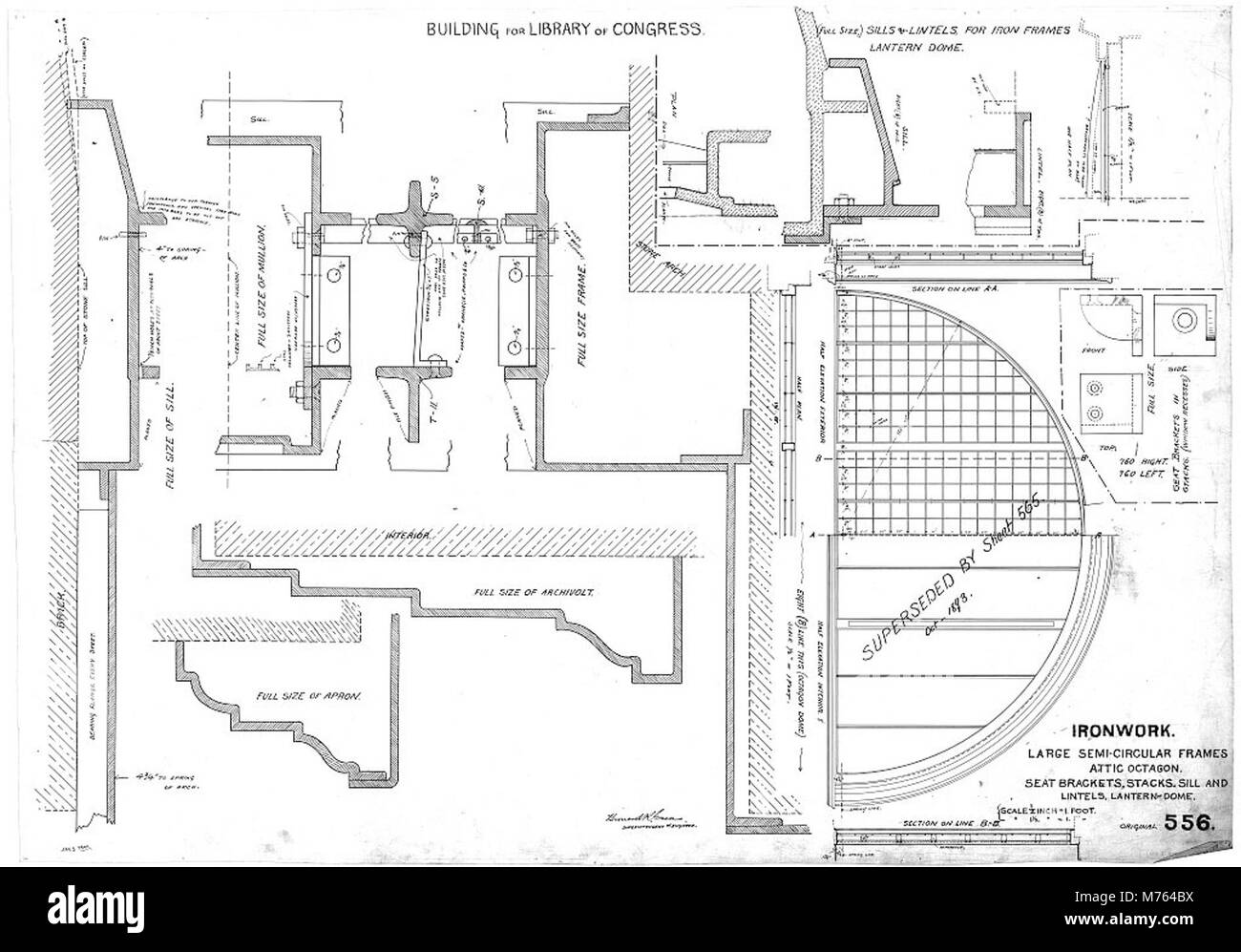 This detailed architectural drawing shows elements of the Library of ...