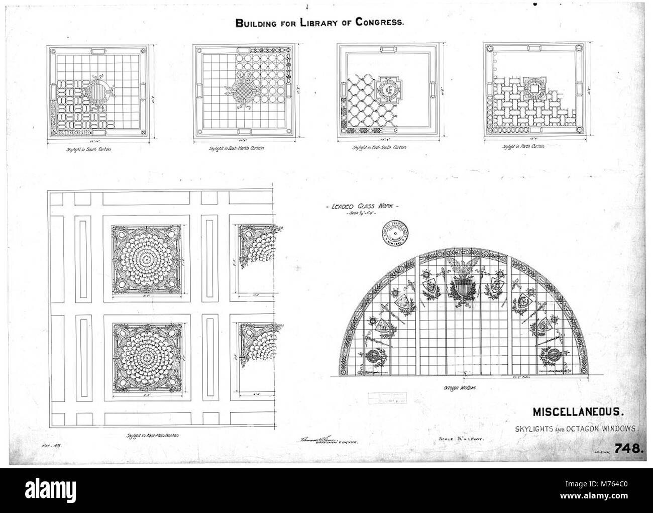 This working drawing showcases the intricate leaded glass work ...