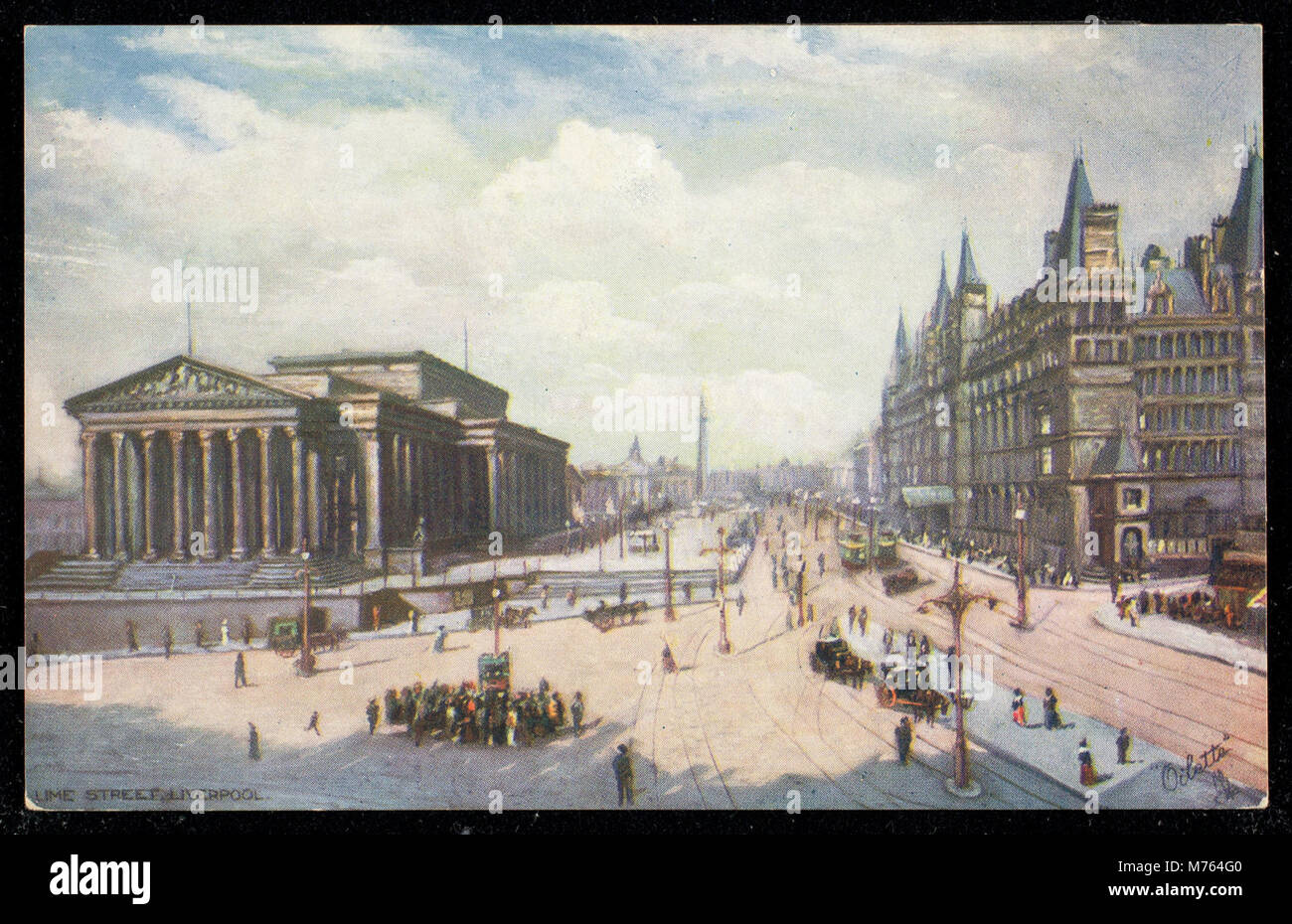 This image depicts Lime Street in Liverpool, England, a historic street ...