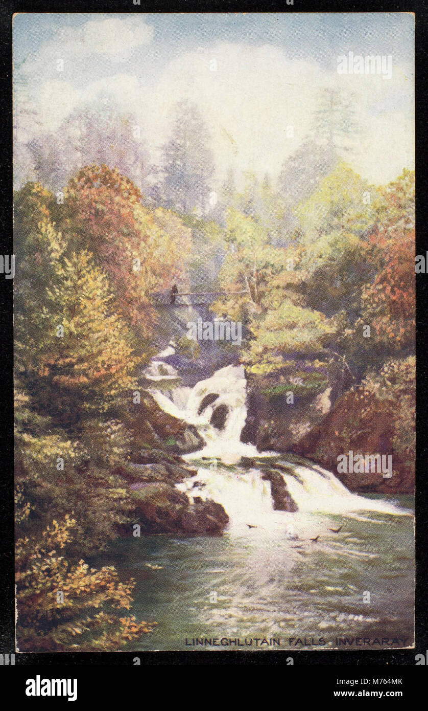 Linneghlutain Falls, located near Inveraray, Scotland. Known for its ...