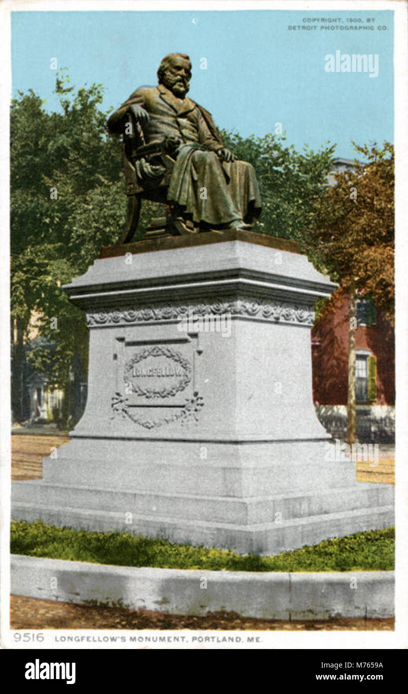 A photograph of Longfellow's Monument, dedicated to the famous poet ...