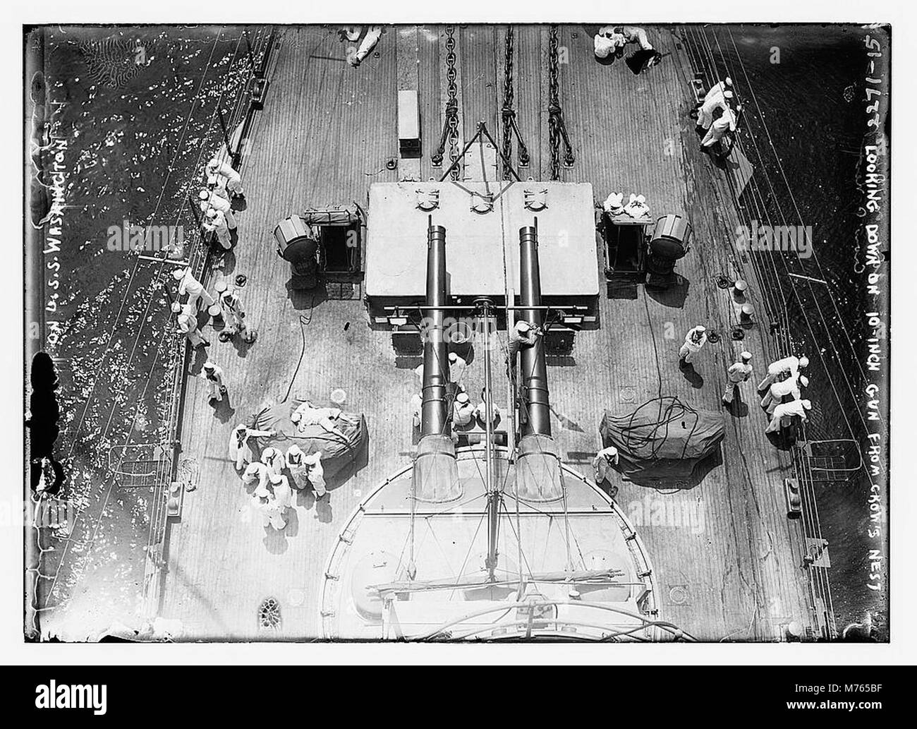 This photograph captures a view from the crow's nest of the USS ...