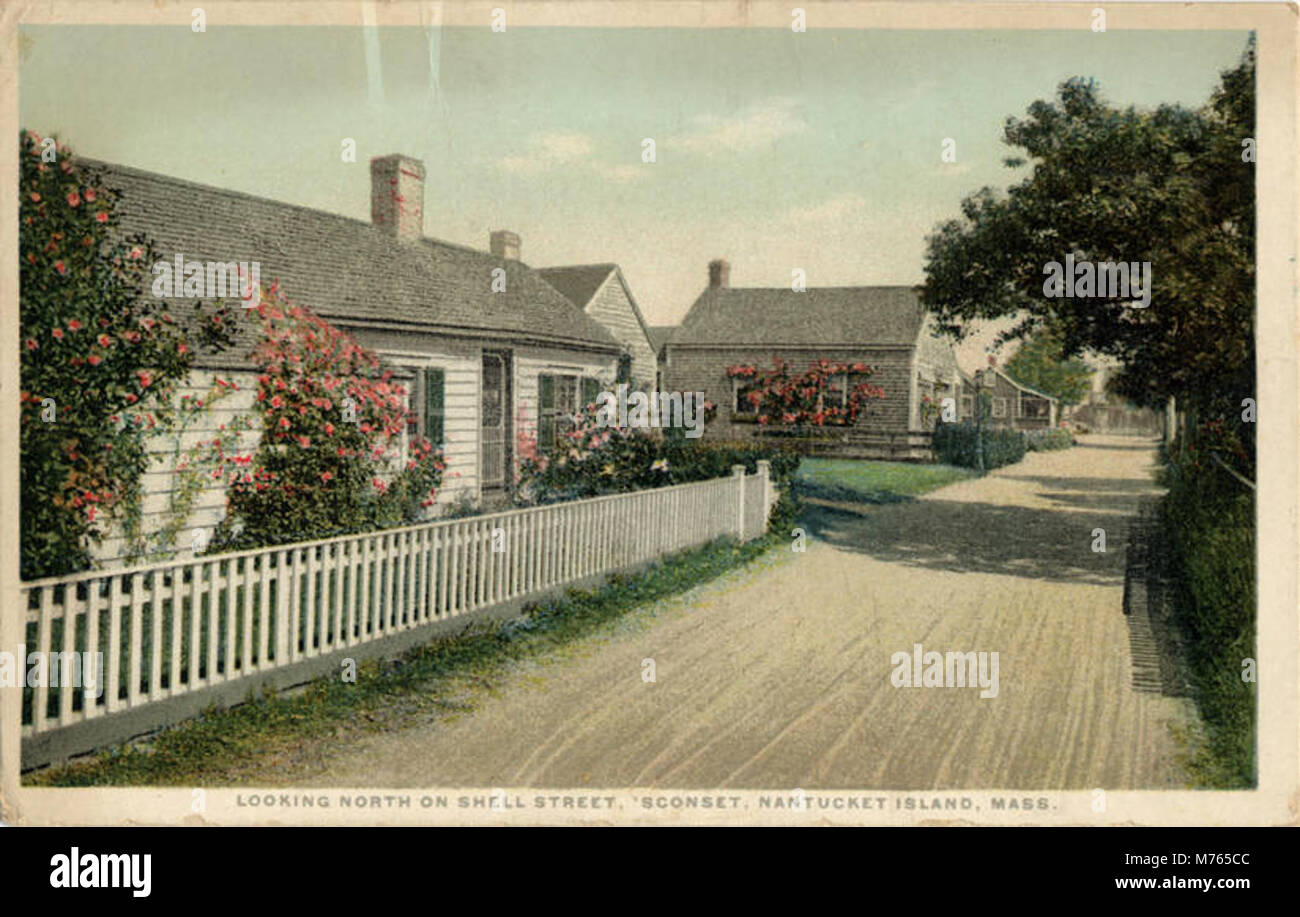 A view looking north on Shell Street in Sconset, capturing the ...