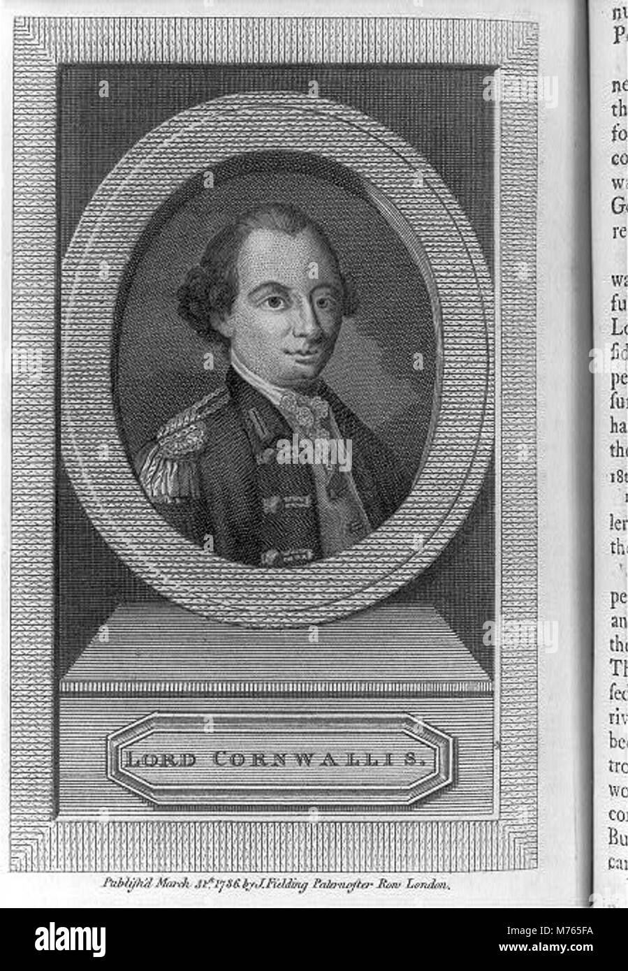 A portrait of Lord Cornwallis, a British Army officer and colonial ...