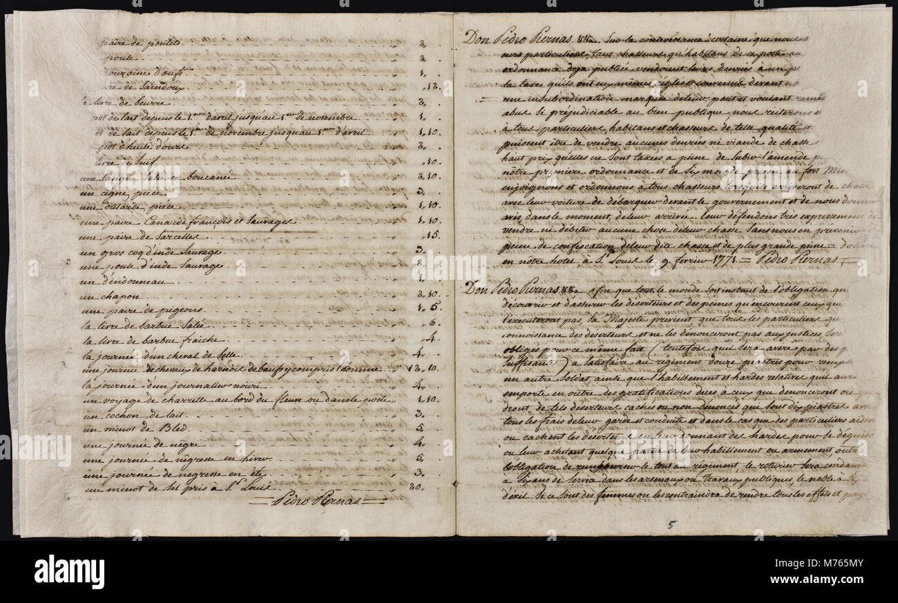 A historical document showcasing the ordinances of Louisiana from 1770 ...