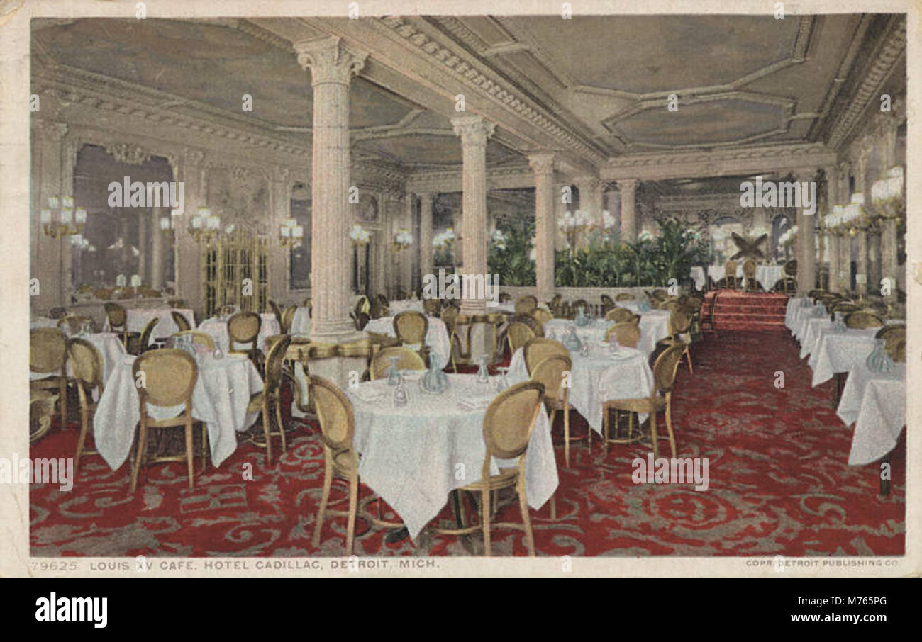 A decorative Louis XV-style face feature at the Hotel Cadillac, an ...