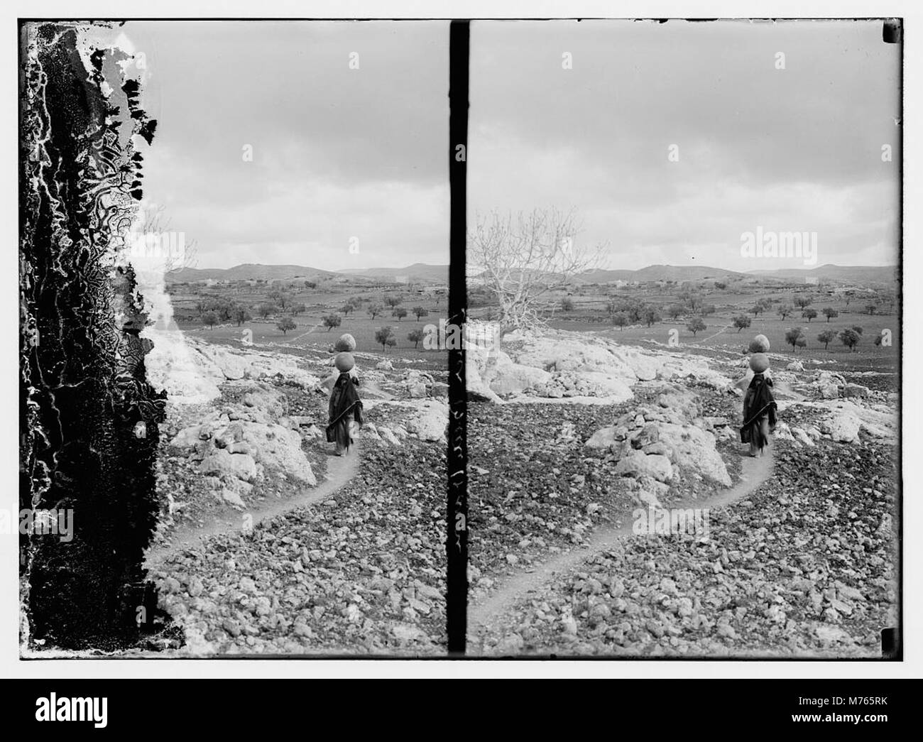 A historical photograph of Lower Beth Horon, an ancient site in Israel ...