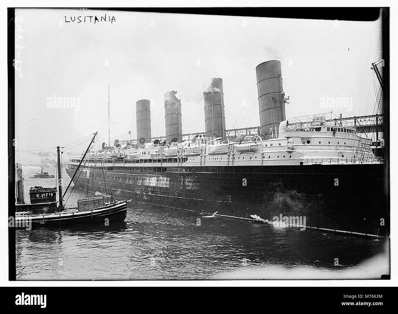 A historical image of the RMS Lusitania, a British ocean liner that was ...