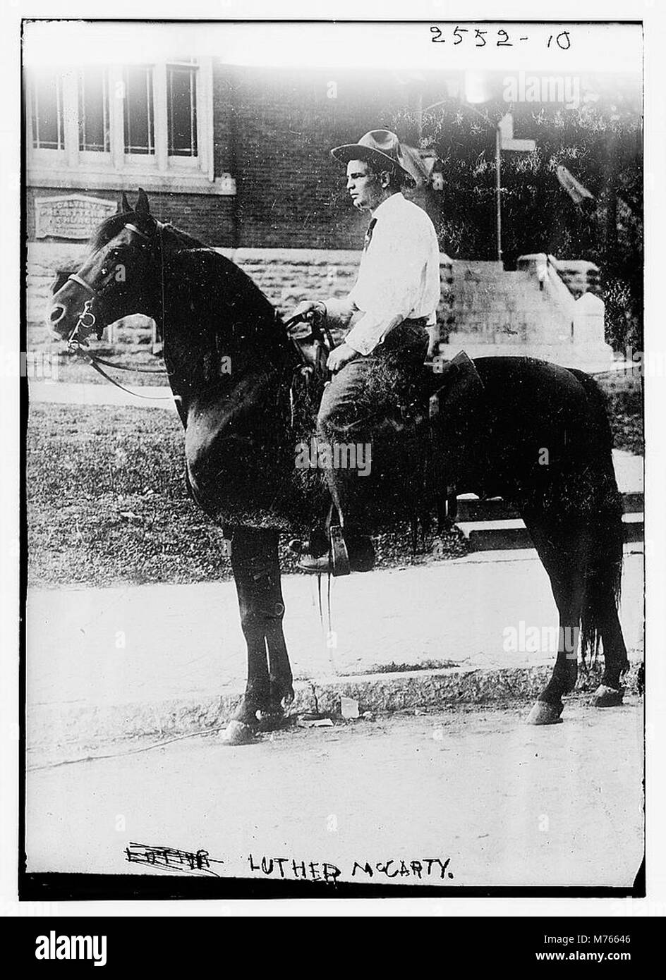 A historical photograph of Luther McCarty, an American boxer, captured ...