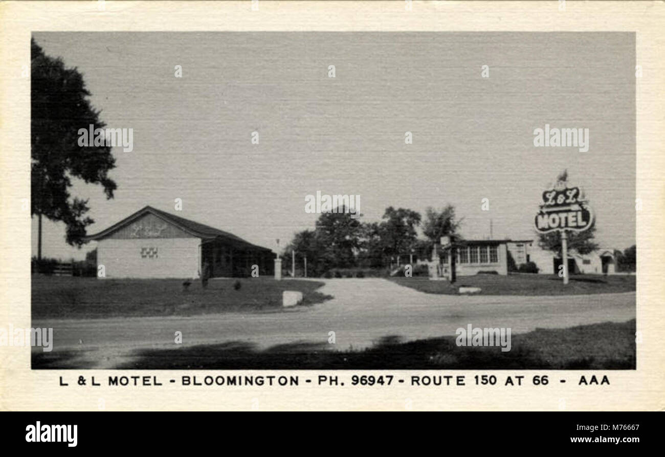 This image presents the L and L Motel, a mid-20th century roadside ...