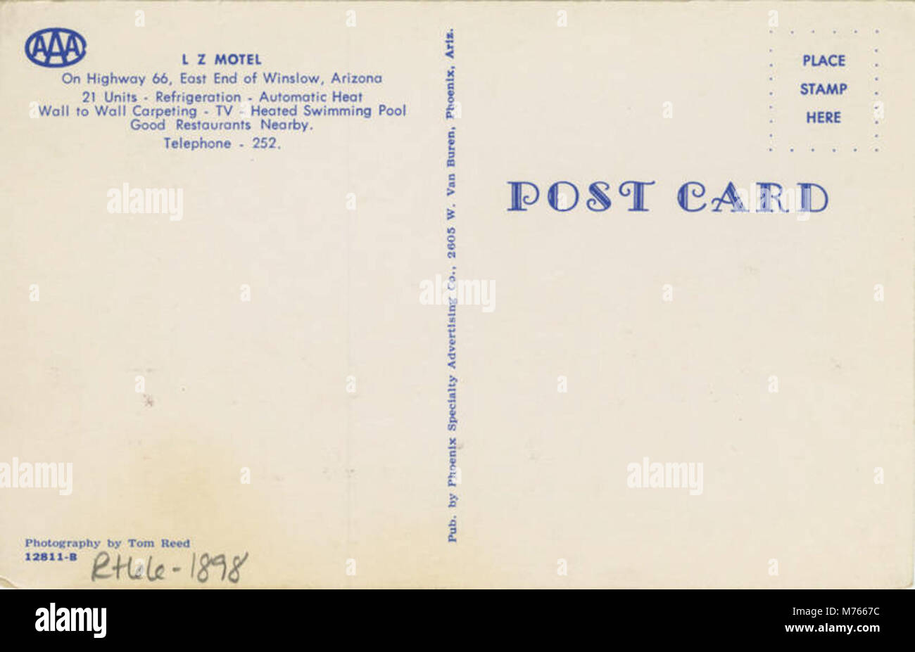 Photograph by Tom Reed depicting the L Z Motel, identified by the ...