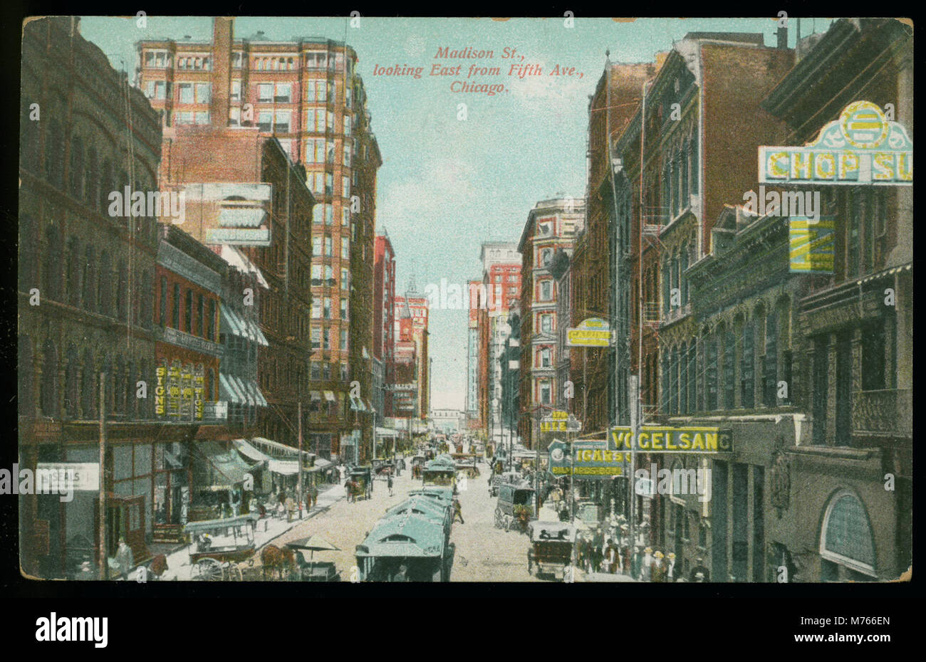 A historical photograph of Madison Street in Chicago, taken from Fifth ...
