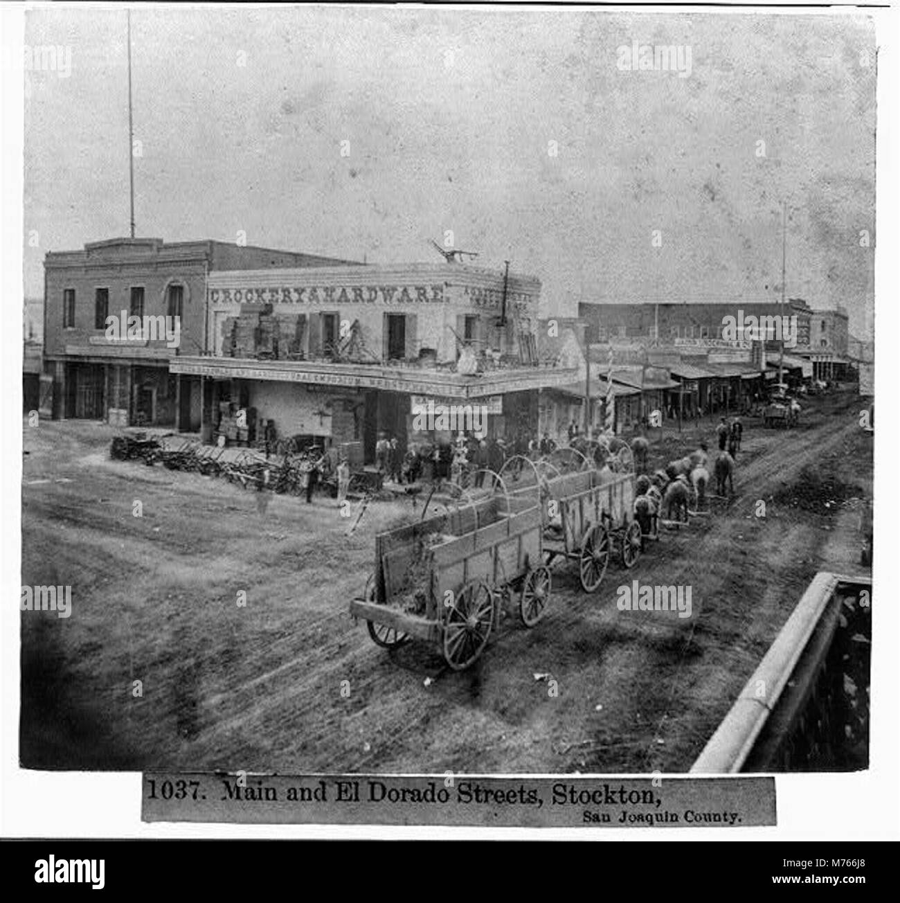 Street scene at Main and El Dorado Streets in Stockton, California ...
