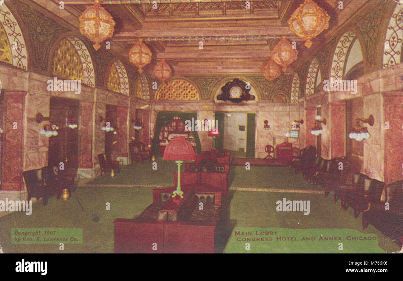 Interior view of the main lobby of the Congress Hotel and Annex in ...
