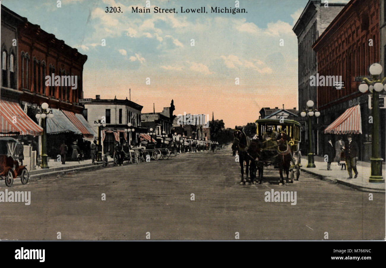 Main Street in a vintage photograph, capturing the bustling commercial ...