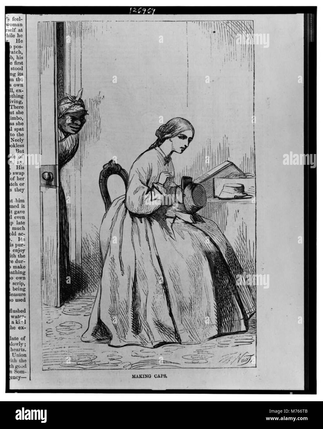 Illustration of cap-making by Th. Nast, showcasing the craftsmanship ...