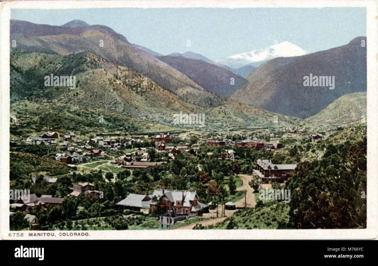 This image depicts a scene from Manitou Springs, Colorado, known for ...