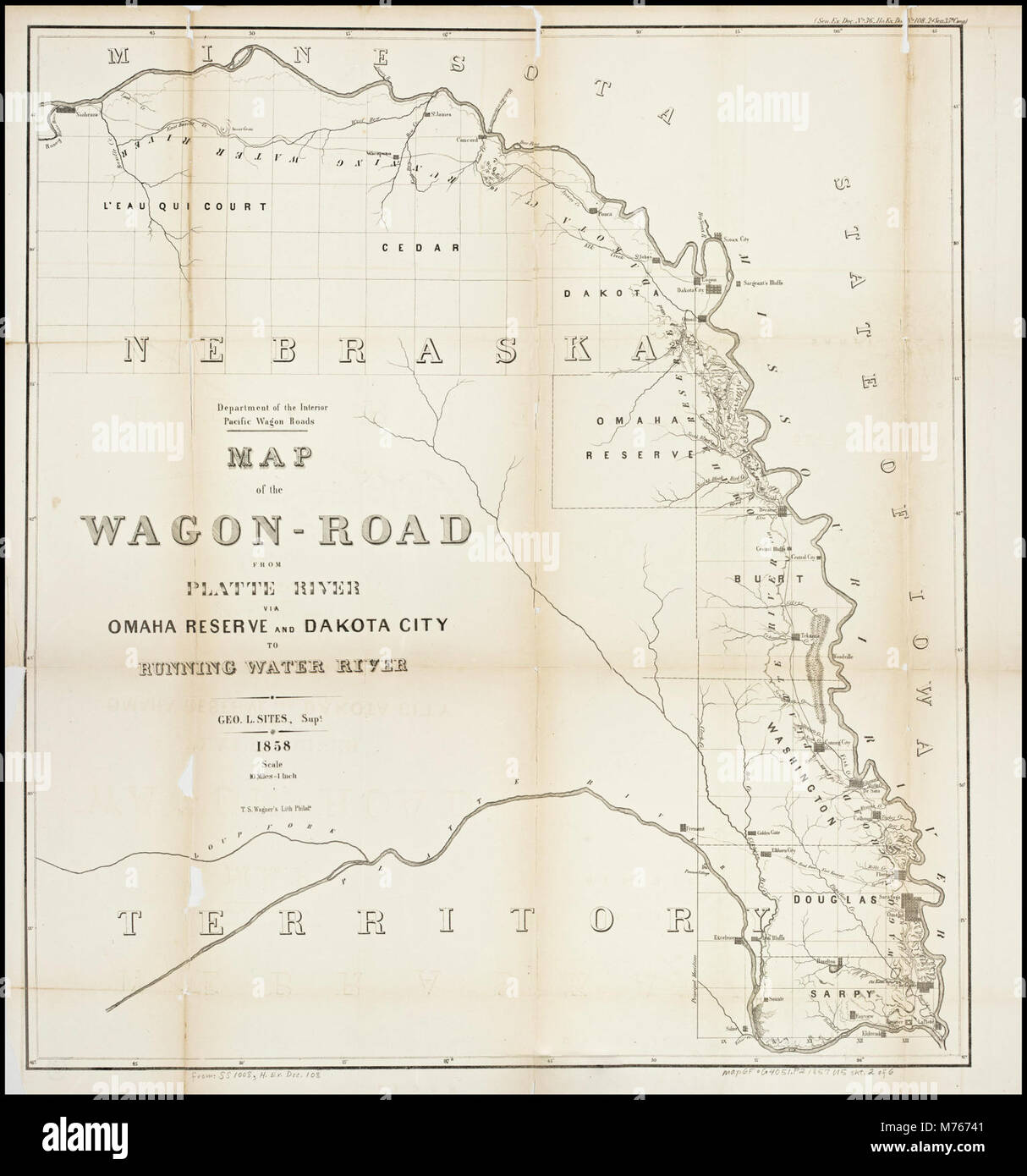 A map from 1859 detailing the Pacific wagon roads, used by pioneers ...