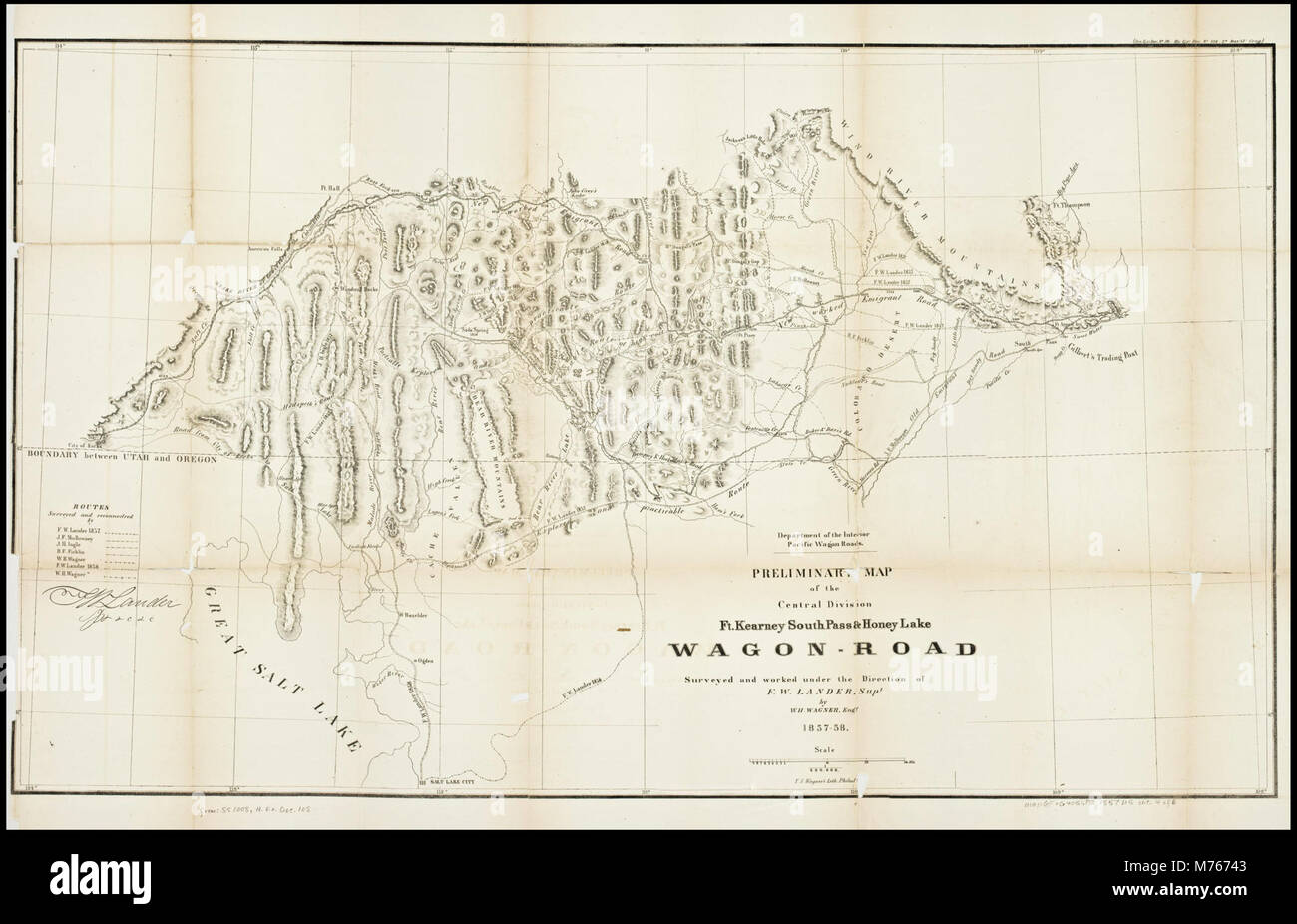 This 1859 map shows the Pacific wagon roads, illustrating the routes ...