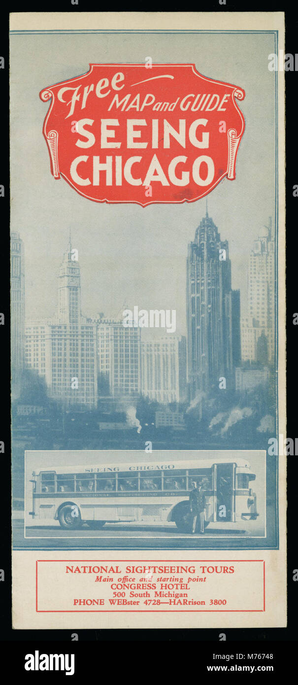 A map and guide of Chicago, offering detailed directions and landmarks ...