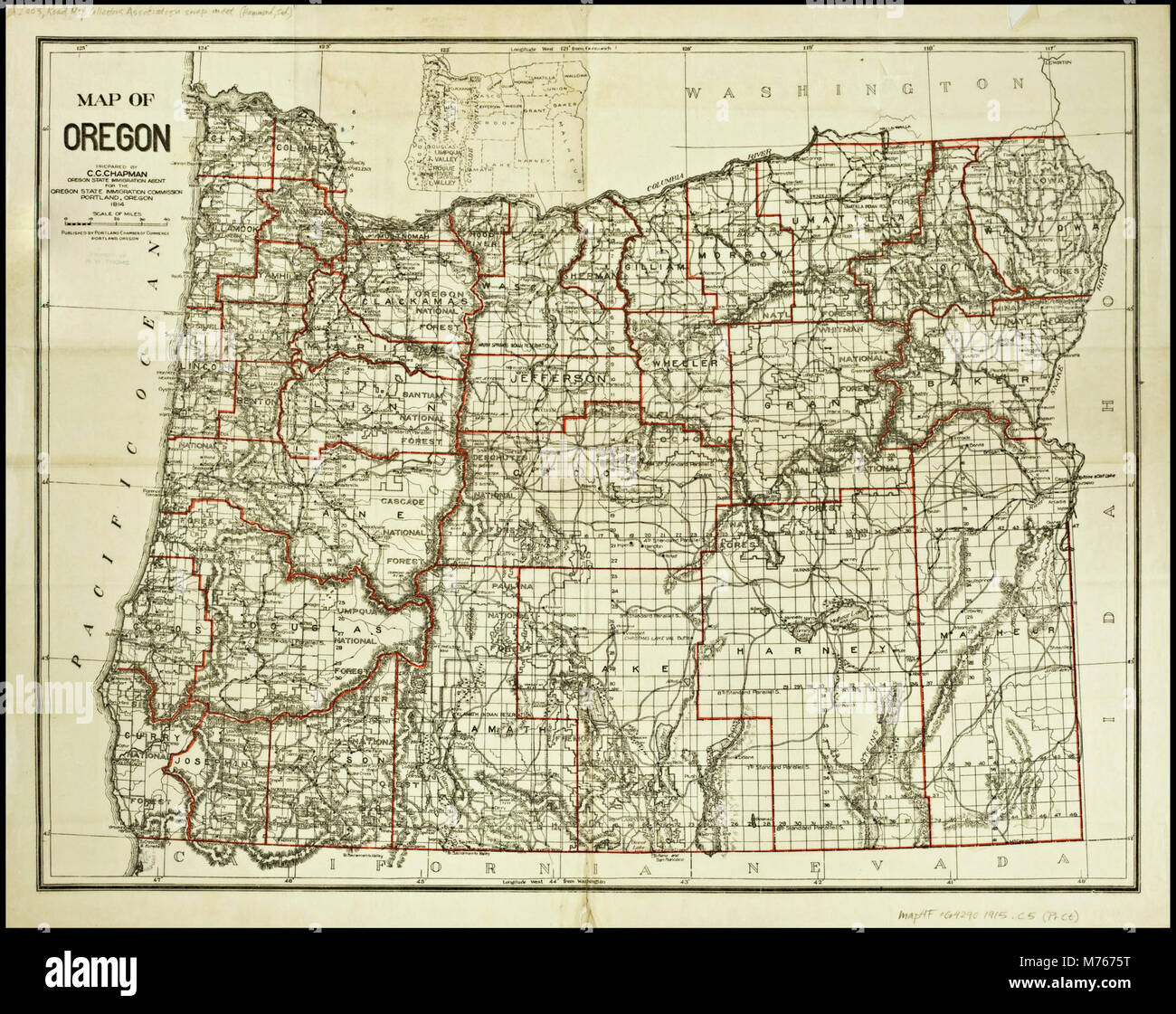 Map of Oregon (NBY 15531 Stock Photo - Alamy