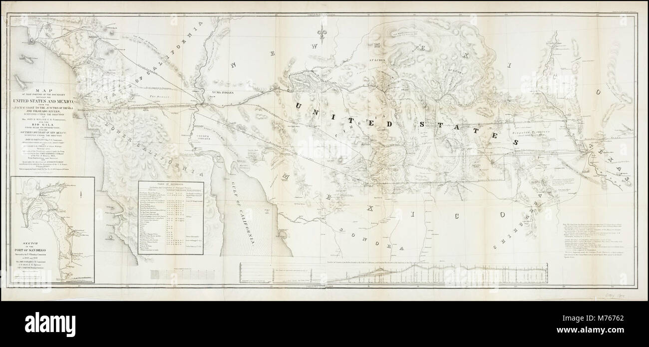 A historical map illustrating the boundary between the United States ...
