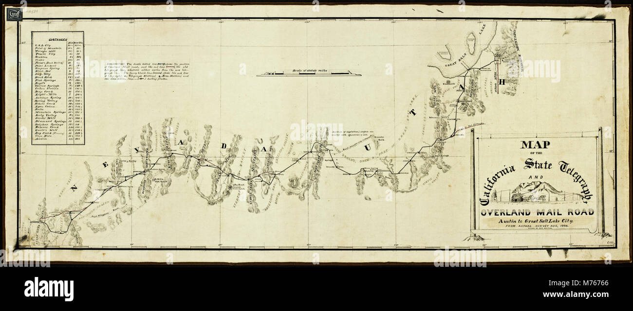 This map depicts the California State Telegraph and the Overland Mail ...