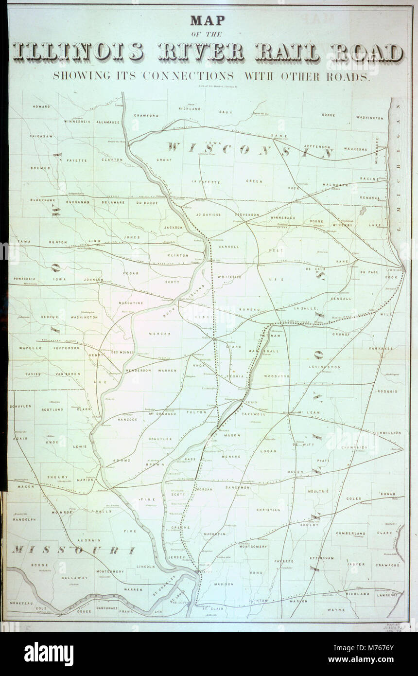 A historical map of the Illinois River Rail Road, showing the routes ...