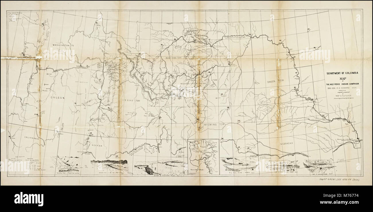 This map details the Nez Perce Indian Campaign, a significant military ...