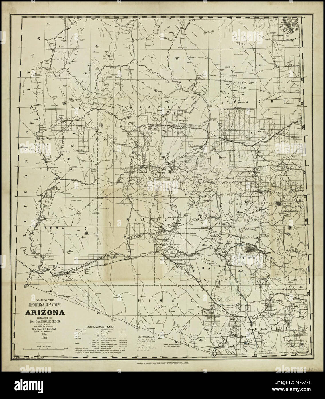 This map details the Territory and Department of Arizona, showcasing ...