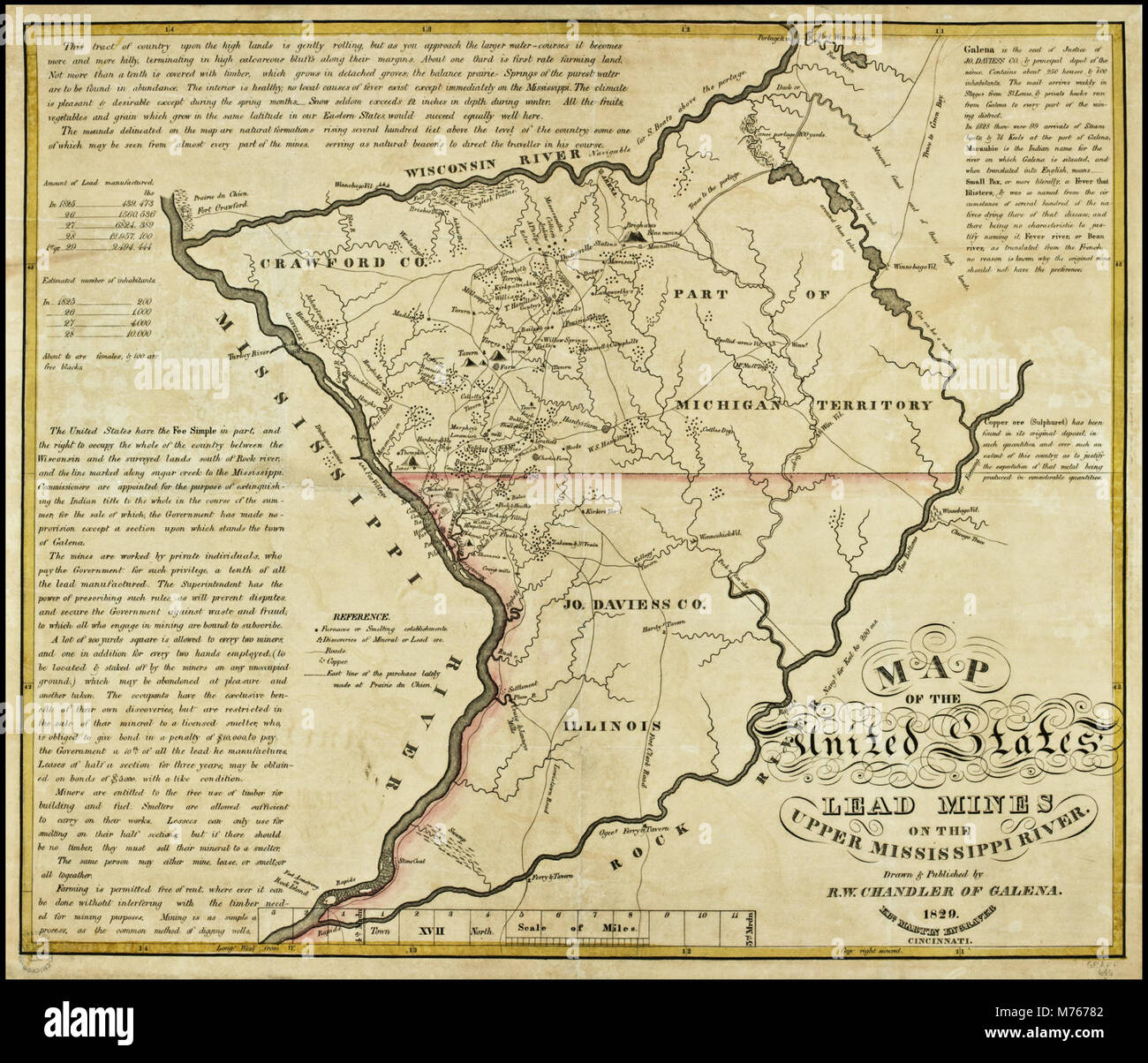This map illustrates the locations of lead mines along the Upper ...
