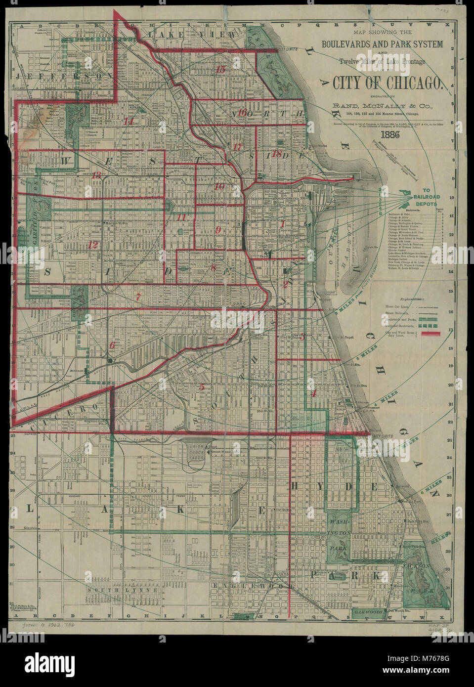 This map outlines Chicago’s boulevards, park system, and lakefront ...