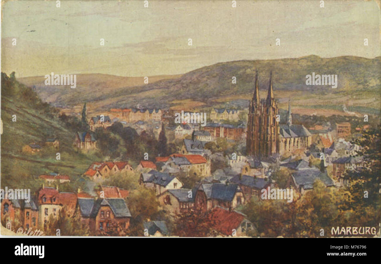 A historical photograph of Marburg, a town in Germany, highlighting its ...