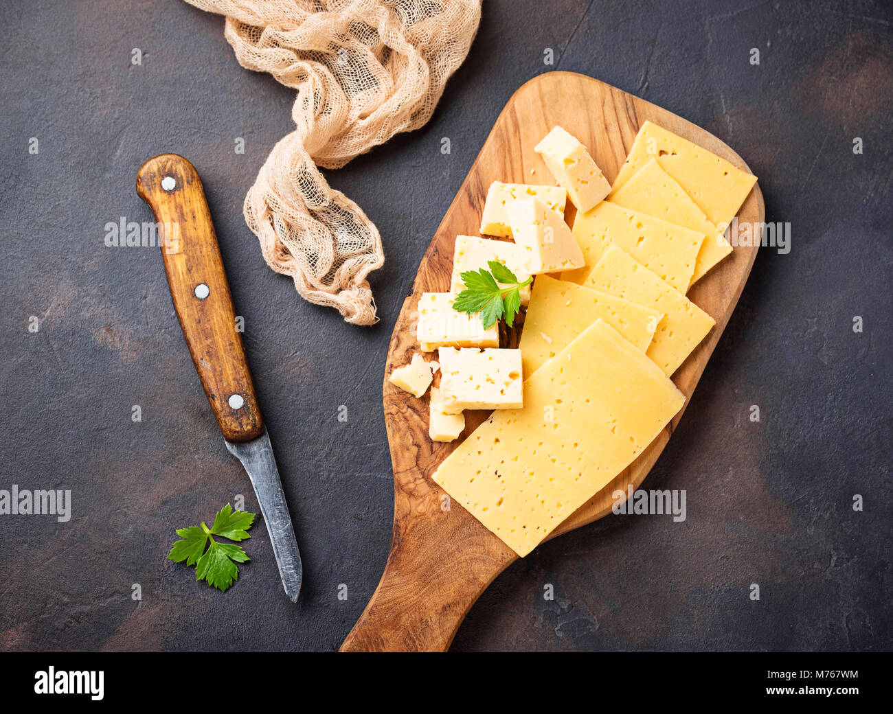 Various type of sliced cheese Stock Photo - Alamy