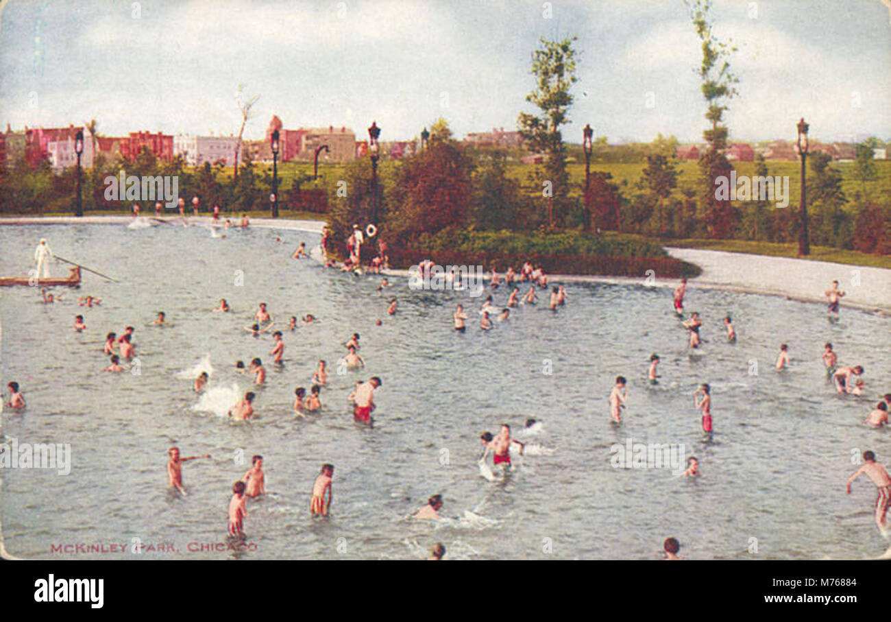 A vintage photograph of McKinley Park, showcasing the park's layout and ...