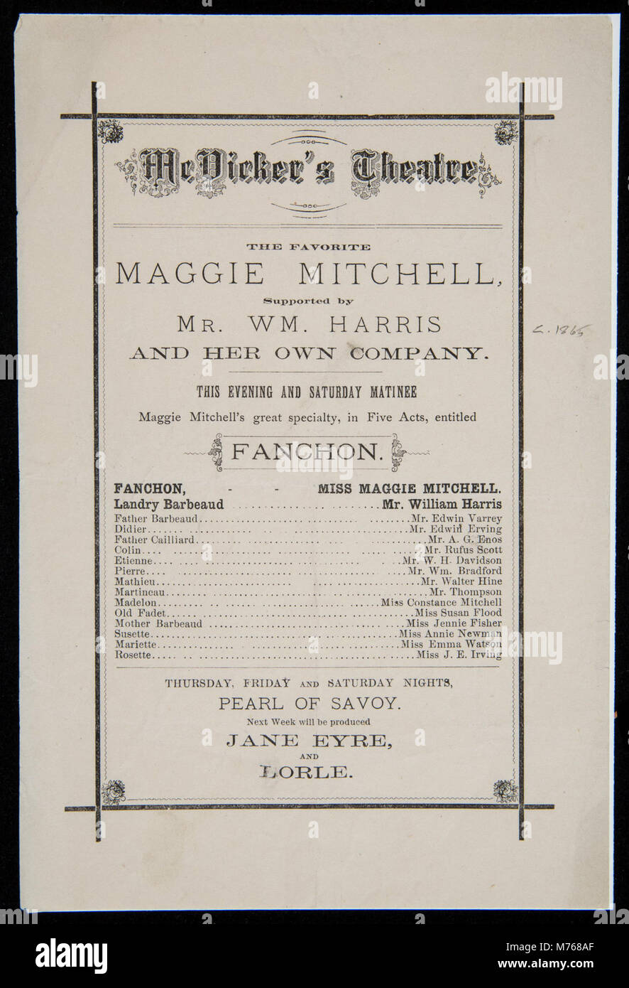 A program from McVicker's Theatre featuring 'The Favorite' with Maggie ...