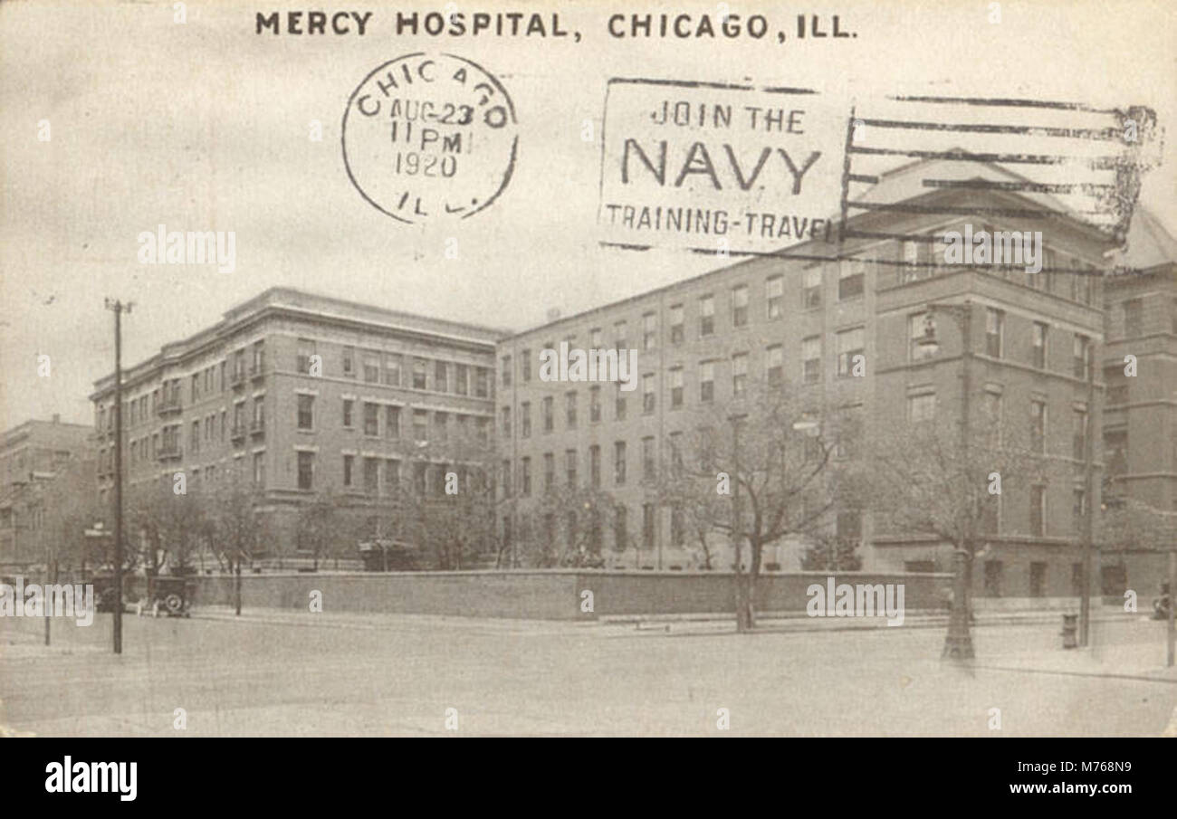 A historical photograph of Mercy Hospital in Chicago, Illinois ...