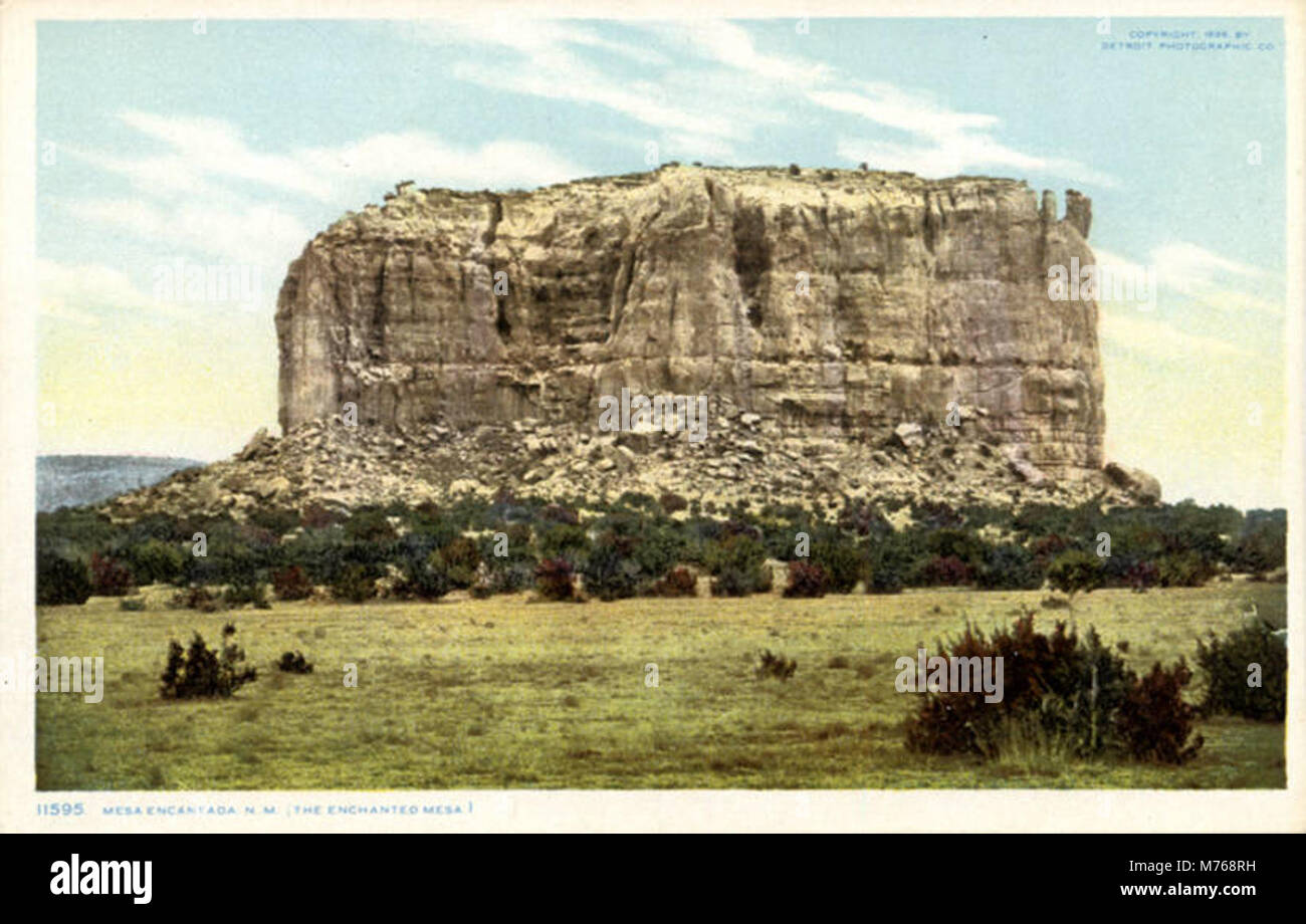 A scenic photograph of the Enchanted Mesa, a notable geological ...
