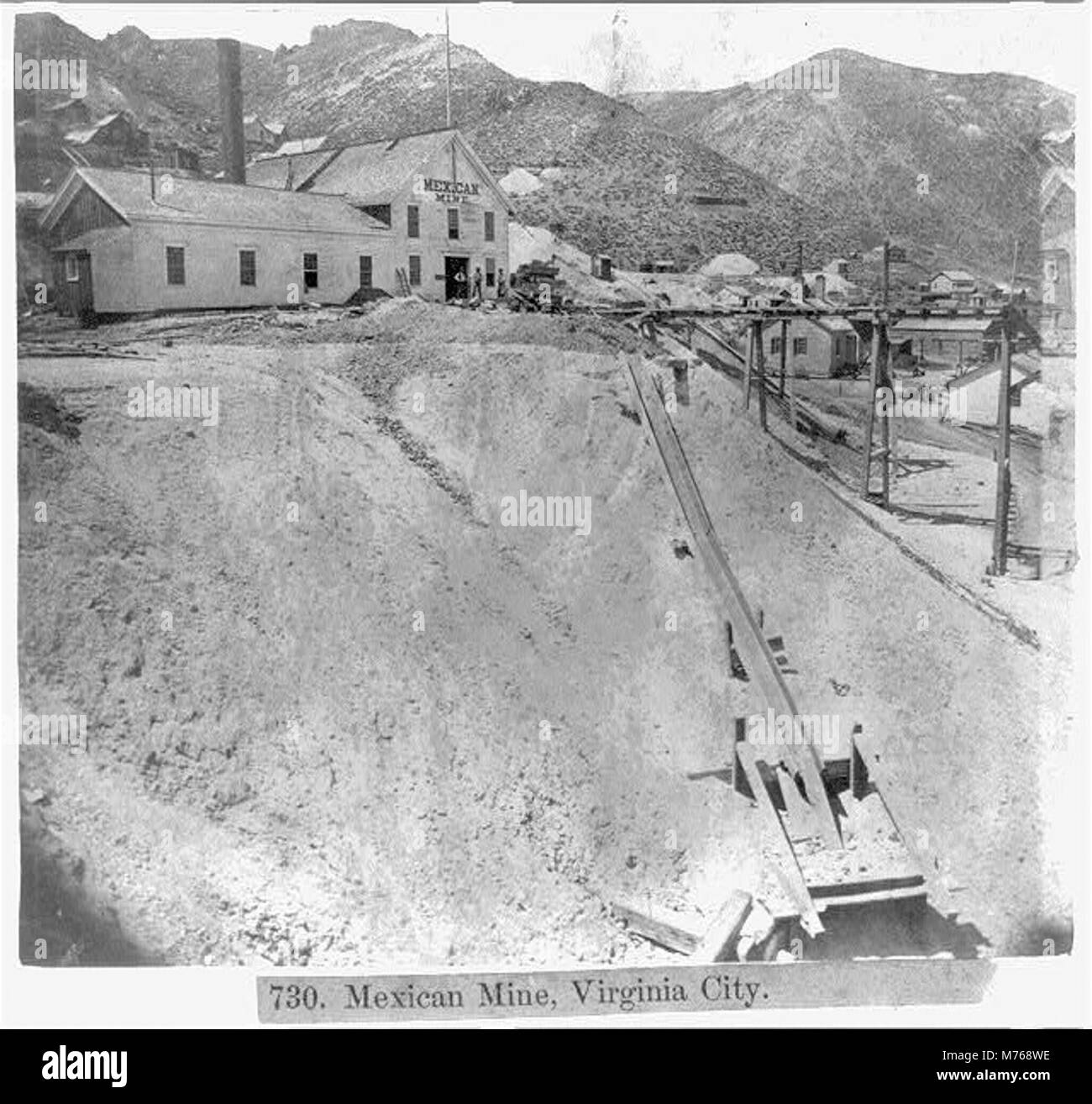 Photograph of a mine site in Virginia City, showcasing mining ...