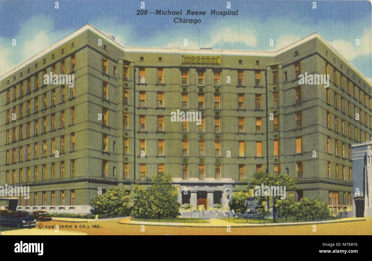 A photograph of Michael Reese Hospital, a major healthcare institution ...