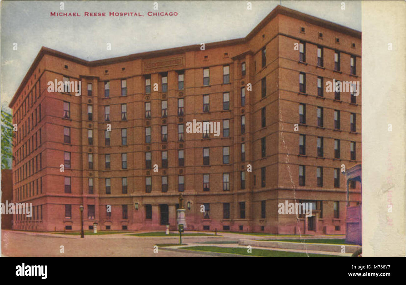 This image depicts the Michael Reese Hospital, a significant healthcare ...