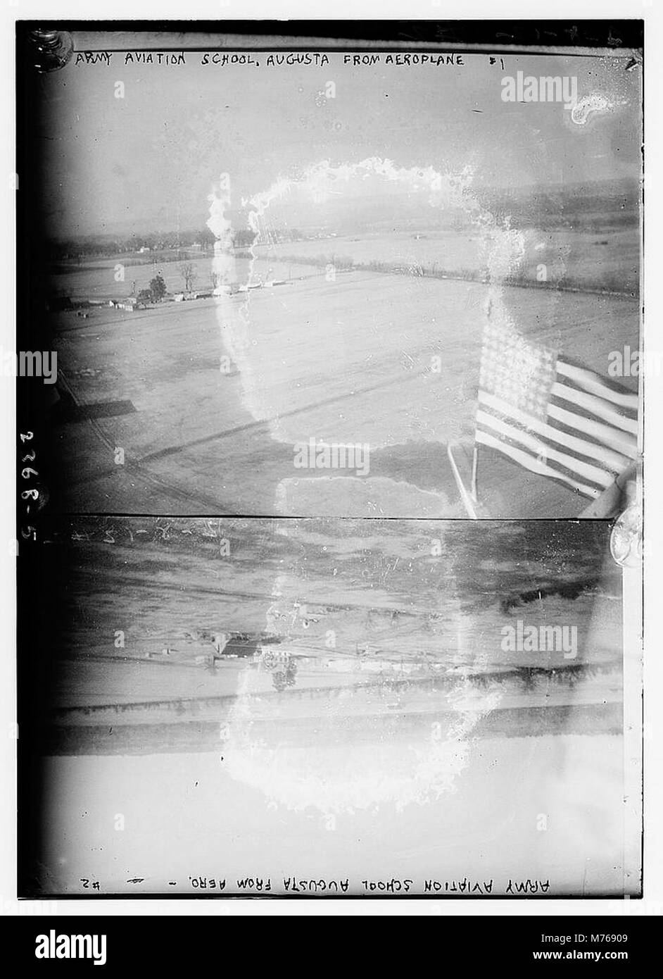 Aerial photograph of the Army Aviation School in Augusta, showing its ...