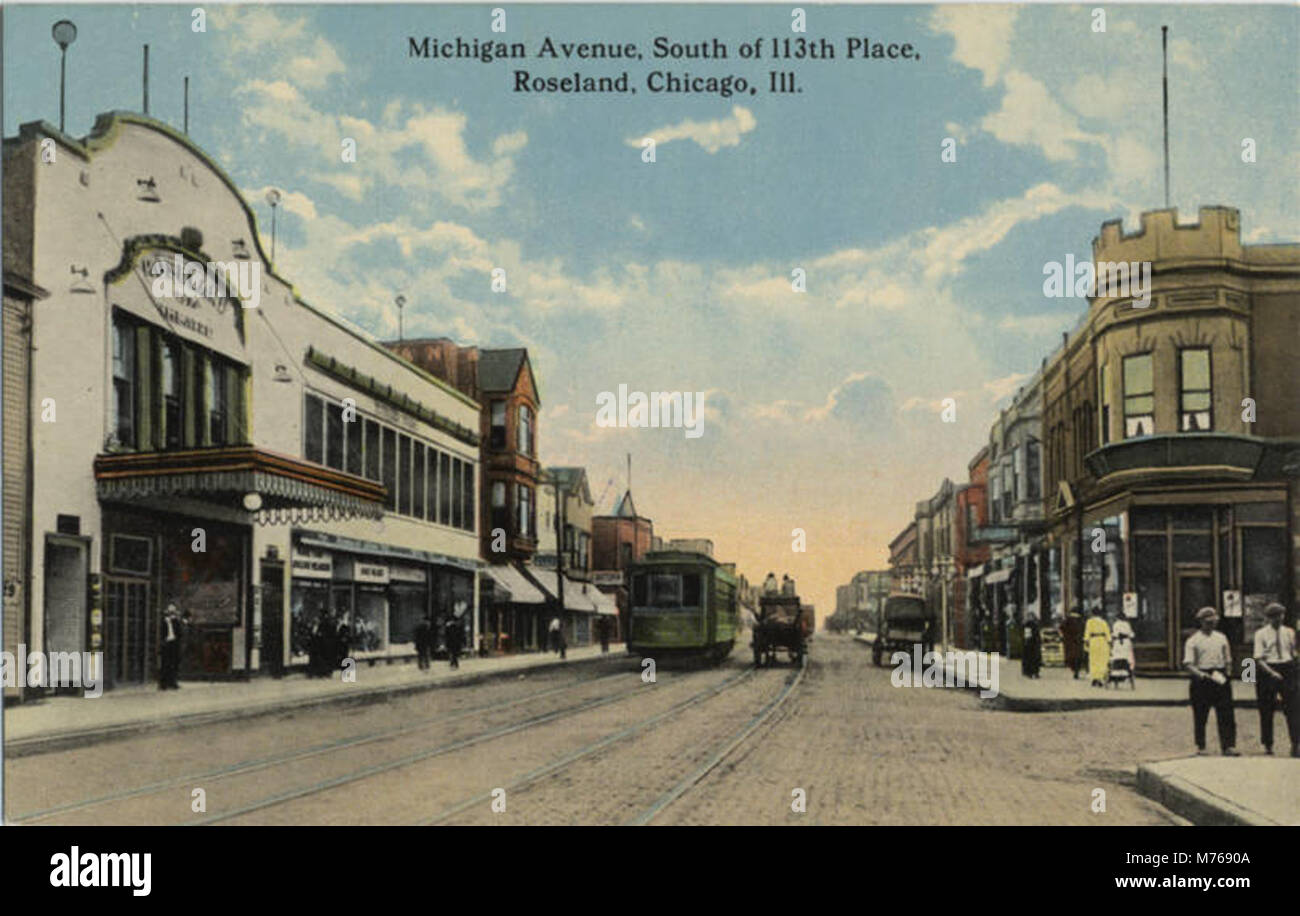 This image captures Michigan Avenue in Roseland, Chicago, showcasing ...