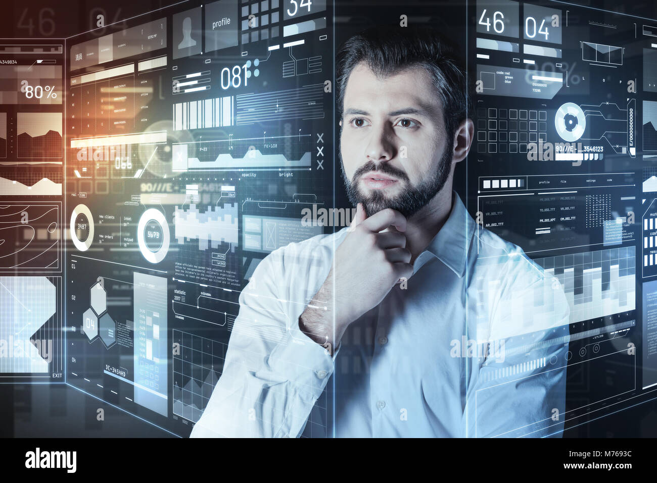 Attentive programmer thinking while solving a sudden problem Stock Photo - Alamy