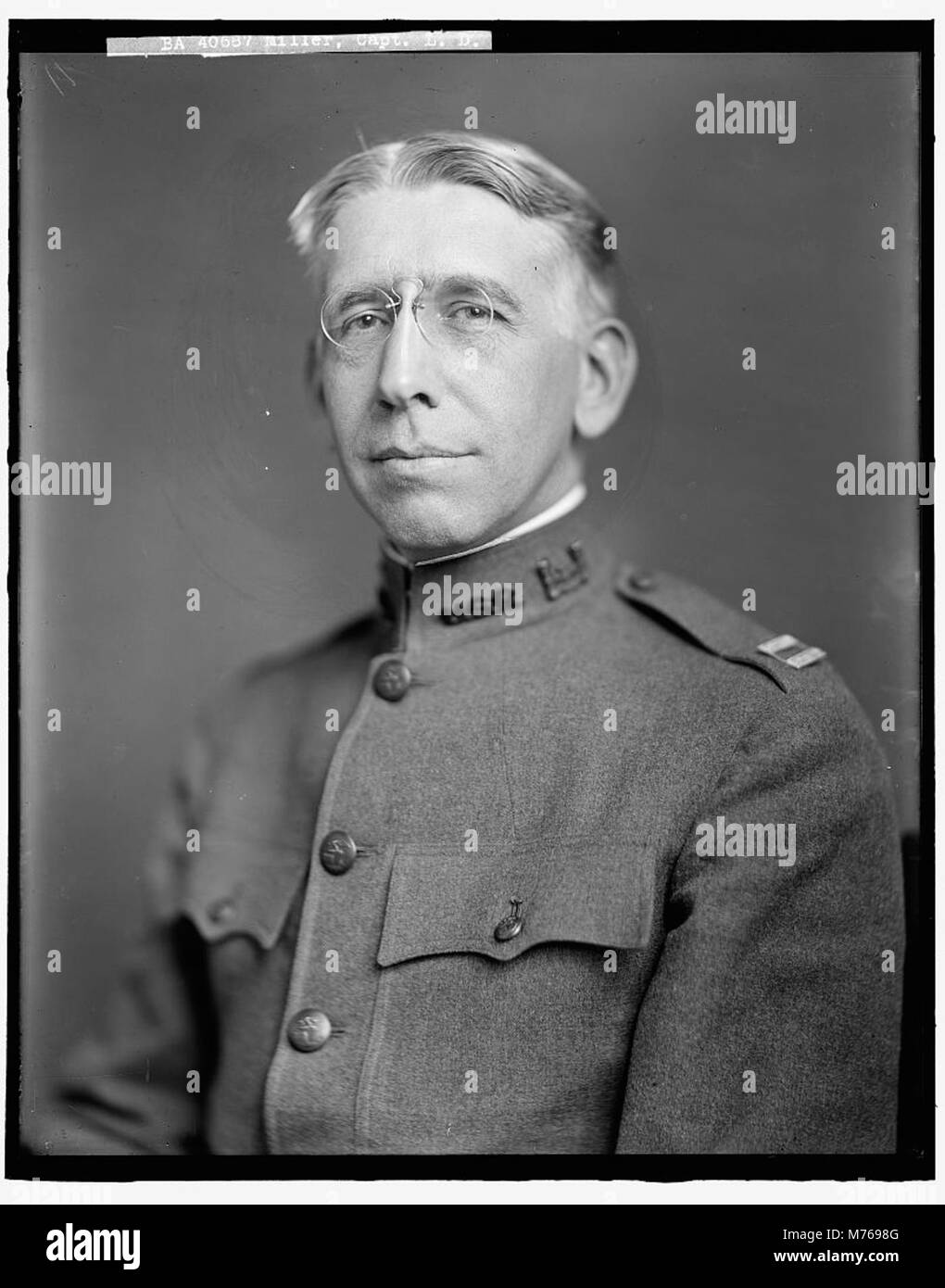 Portrait of Captain L.D. Miller, showcasing his military rank and ...