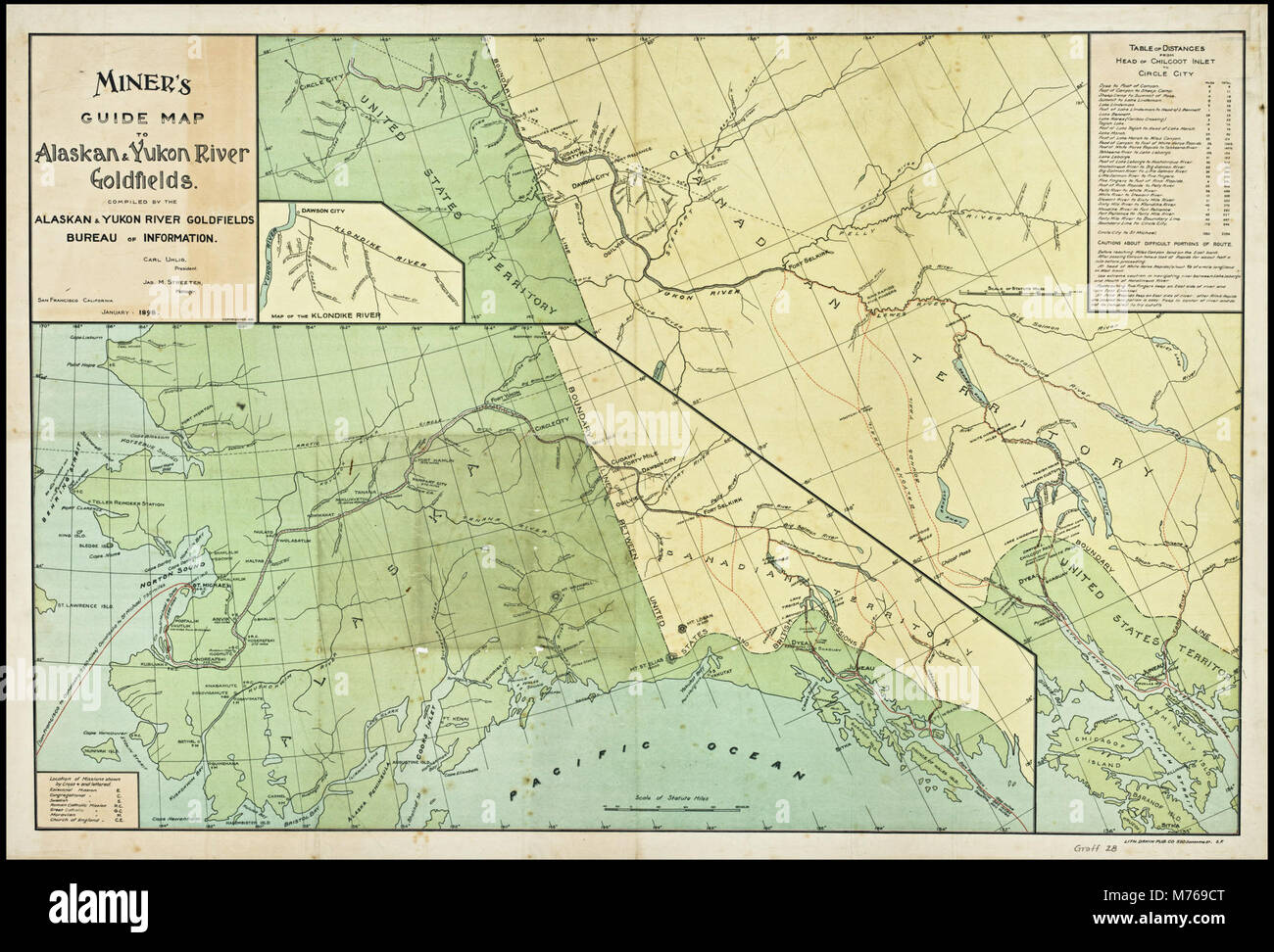 A historical map of the Alaskan and Yukon River goldfields, providing a ...
