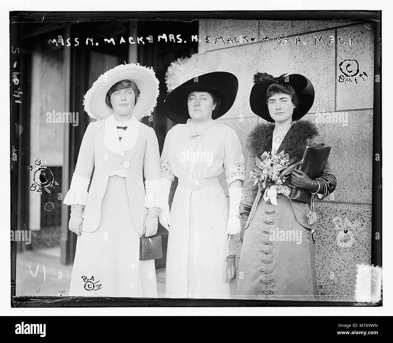 A portrait featuring Miss N. Mack, Mrs. N.E. Mack, and Miss H. Mack ...