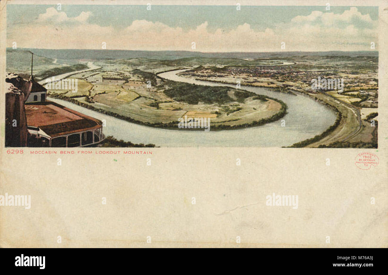 This image shows the view of Moccasin Bend from Lookout Mountain in ...