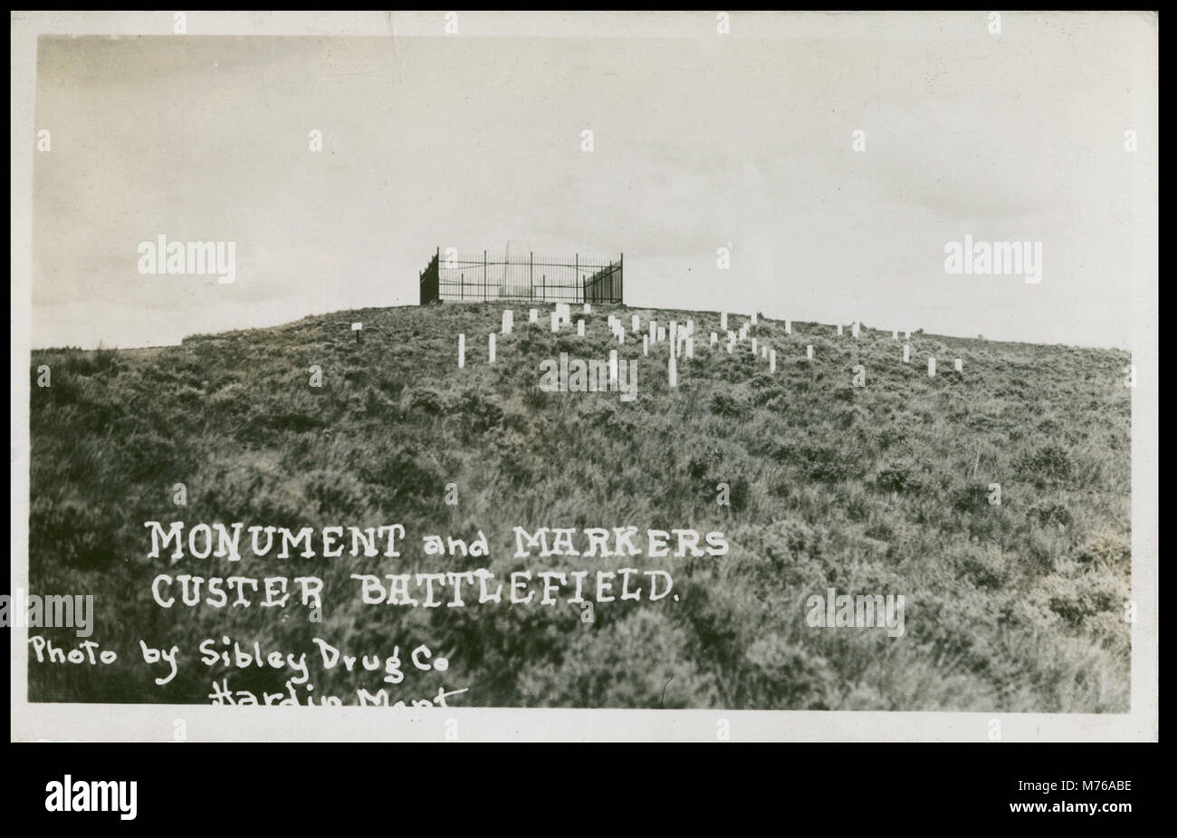 Photograph of monuments and markers at Custer Battlefield, dating back ...